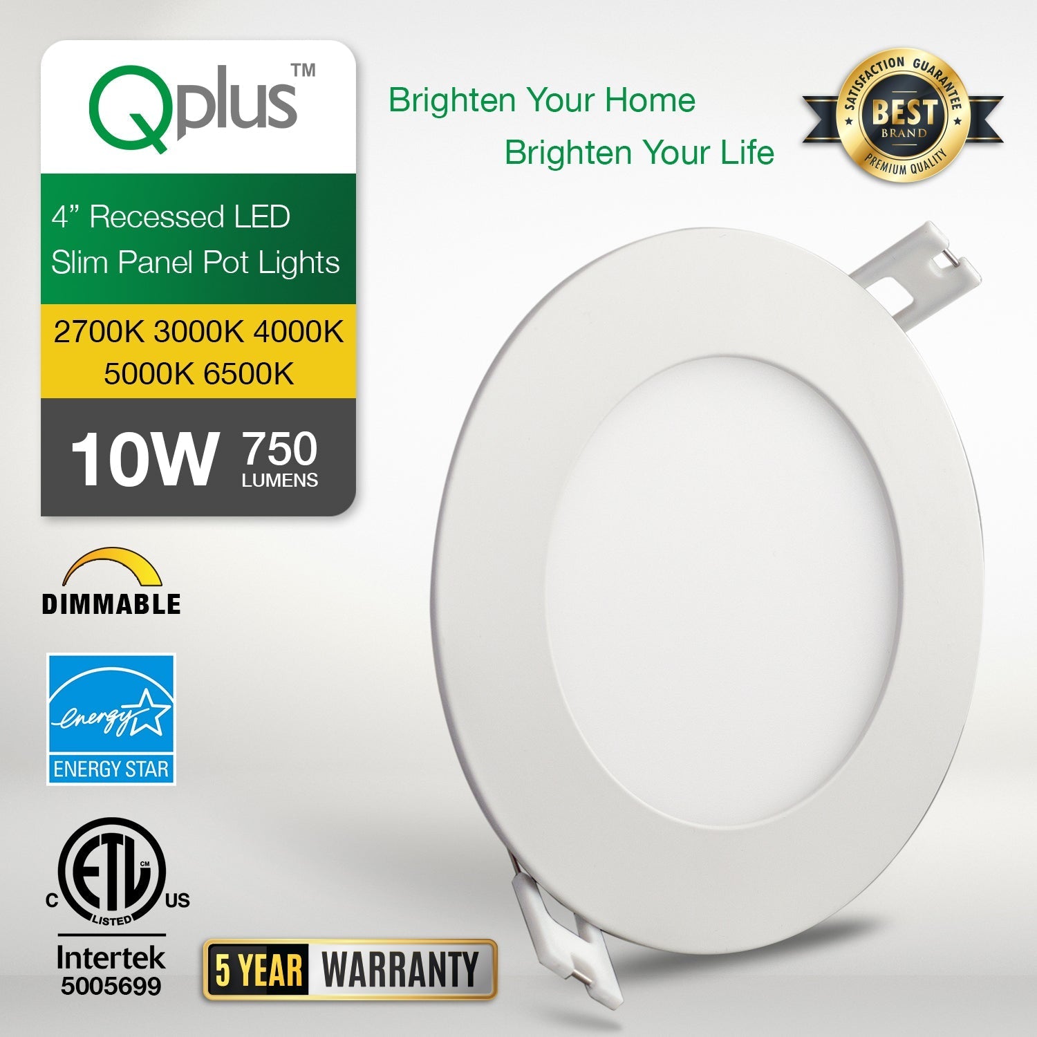 QPlus 4 Inch Slim Recessed LED Pot Lights For Dry & Wet Location white ...