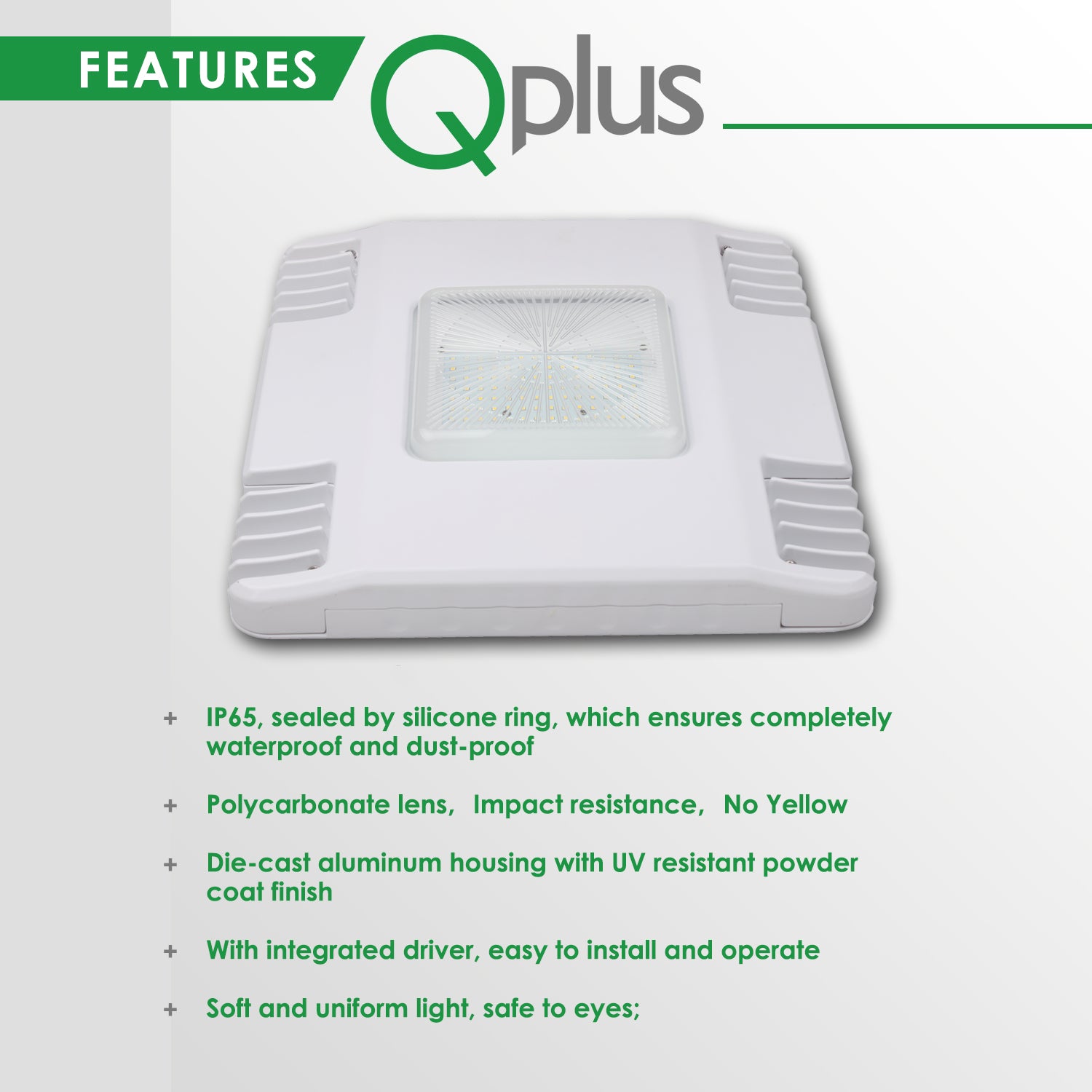 QPLUS Gas Station LED Canopy Light - 5000K Day Light - IP65 /cULus 130